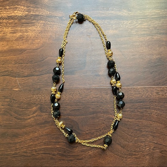 Premier Designs | Jewelry | Vintage Pd Black Gold Beaded Long Chain ...
